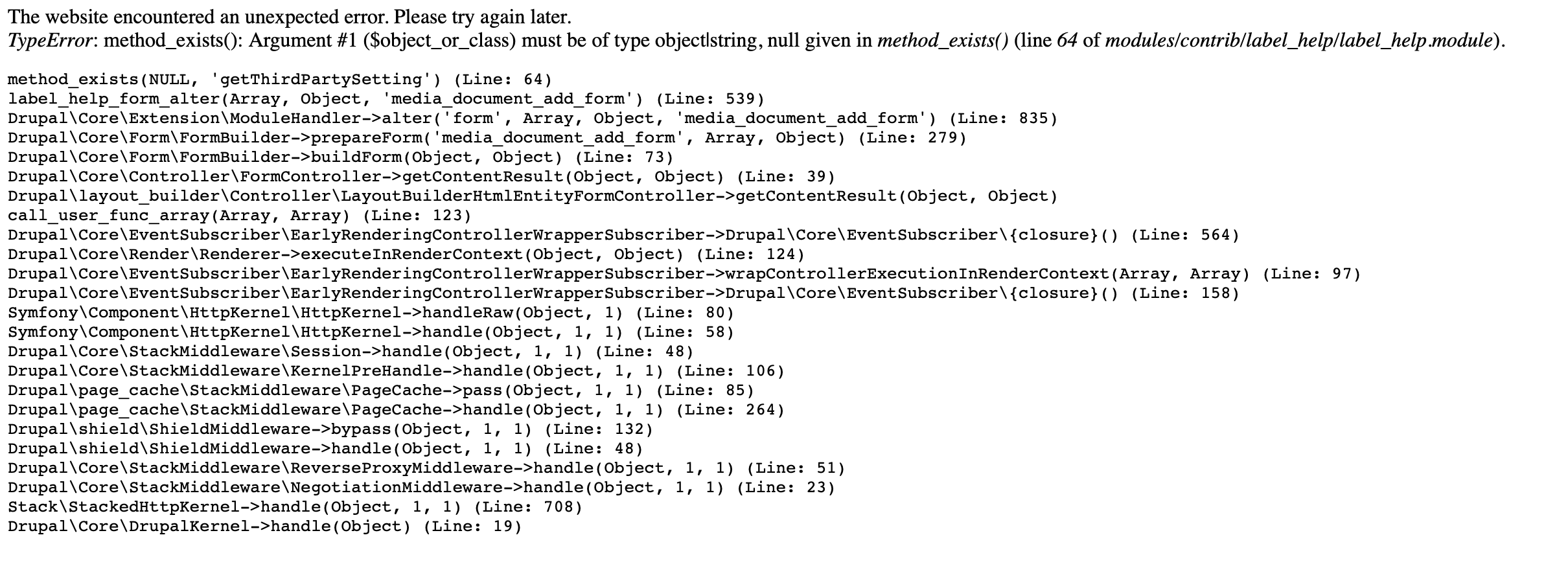 Typeerror Method Exists Argument 1 Object Or Class Must Be Of